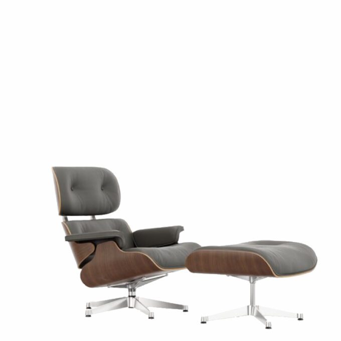 Vitra - Poltrona Lounge Chair & Ottoman h84 Noce nero pigmentato grigio ...